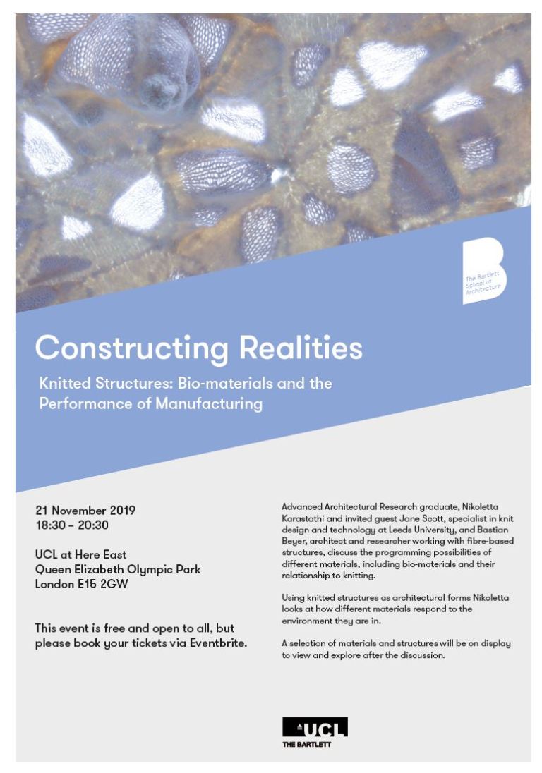 Jane Scott speaking about programming textiles at Constructing Realities, Bartlett, UCL ...